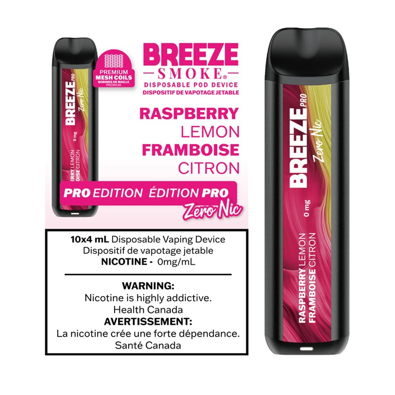 RASPBERRY LEMON - BREEZE PRO EDITION (4mL) (ZERO NICOTINE) – MANGO VAPES